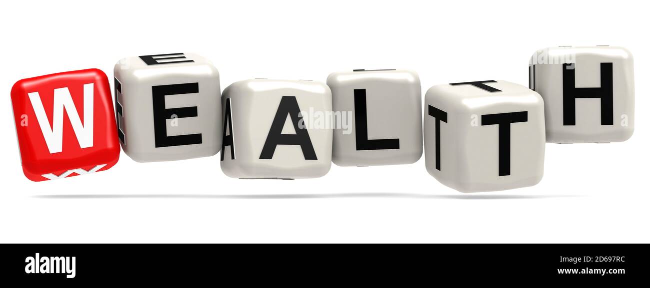 Wealth word concept on cube block isolated, 3d rendering Stock Photo ...
