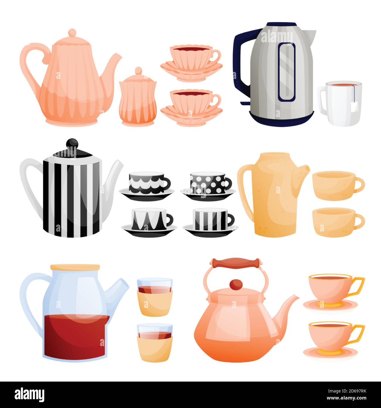 Teapots and cups Stock Vector Images - Alamy