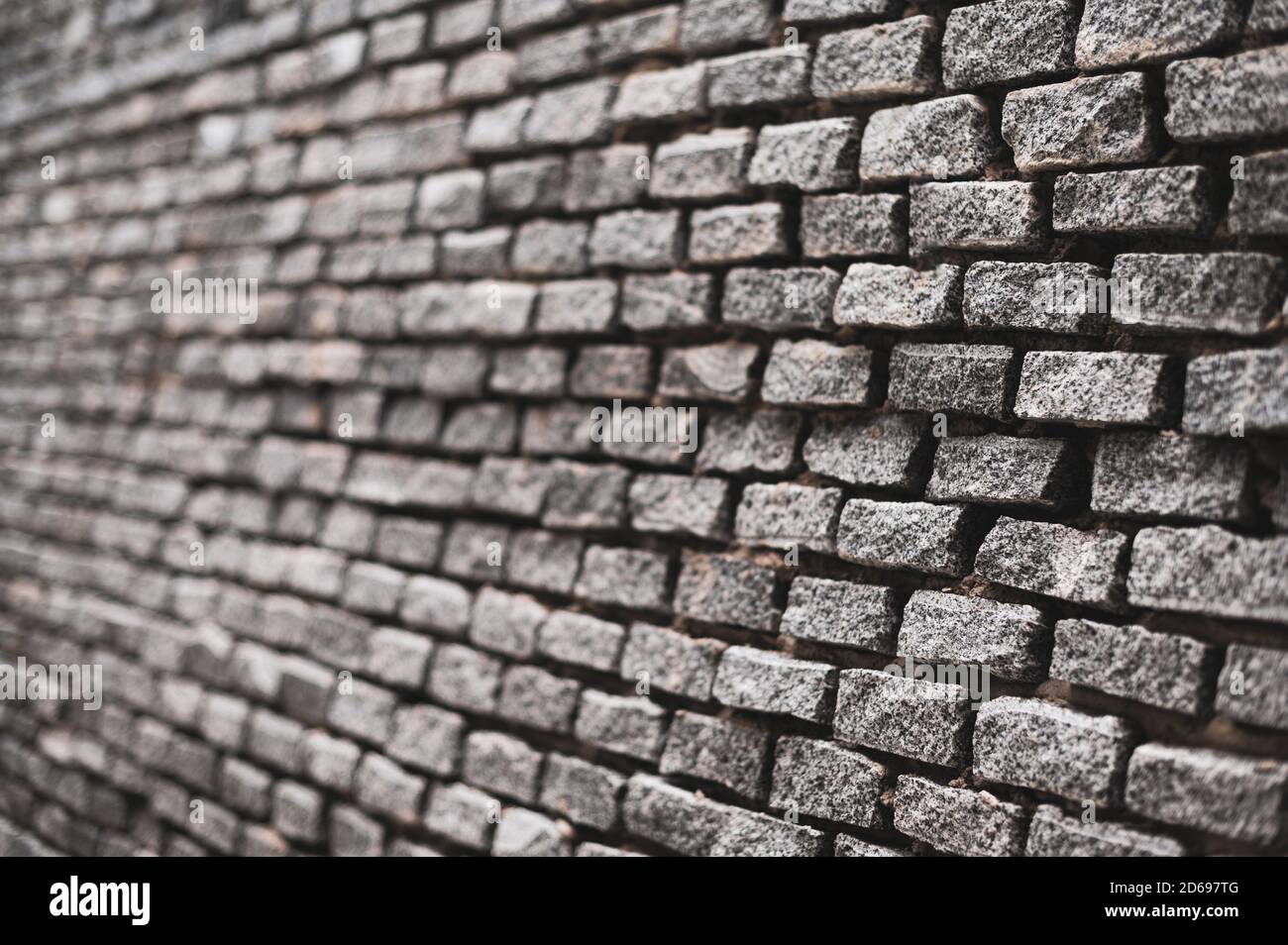 Shallow depth of field with Old vintage brick wall. Abstract ...