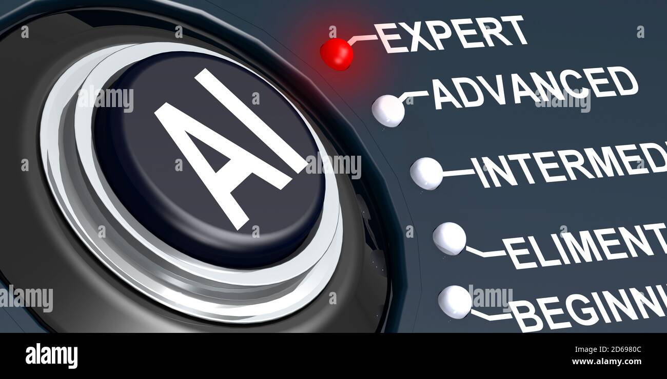 AI knob with expert indicator., 3d rendering Stock Photo - Alamy