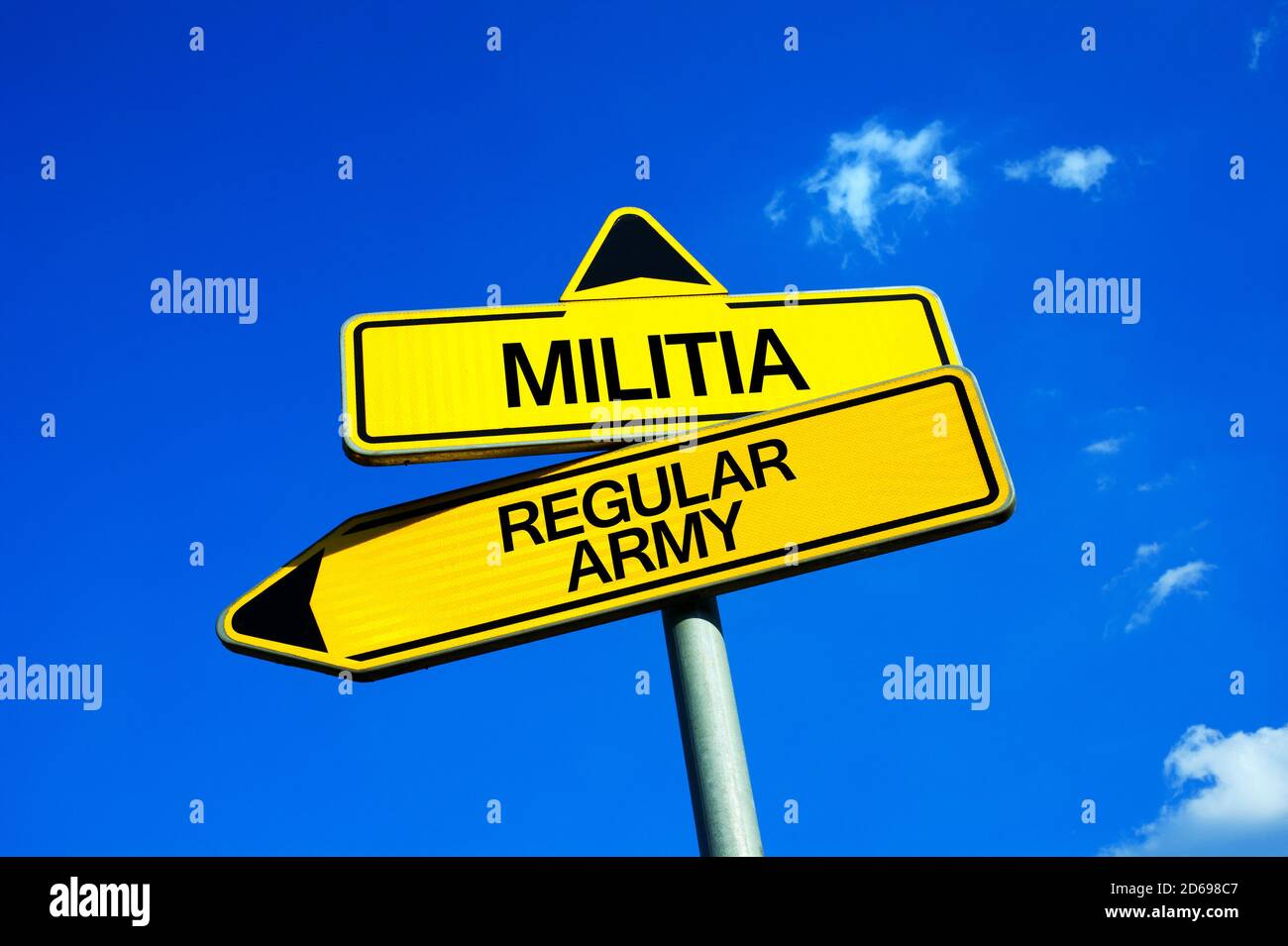 Militia vs Regular Army - Traffic sign with two options - unofficial ...