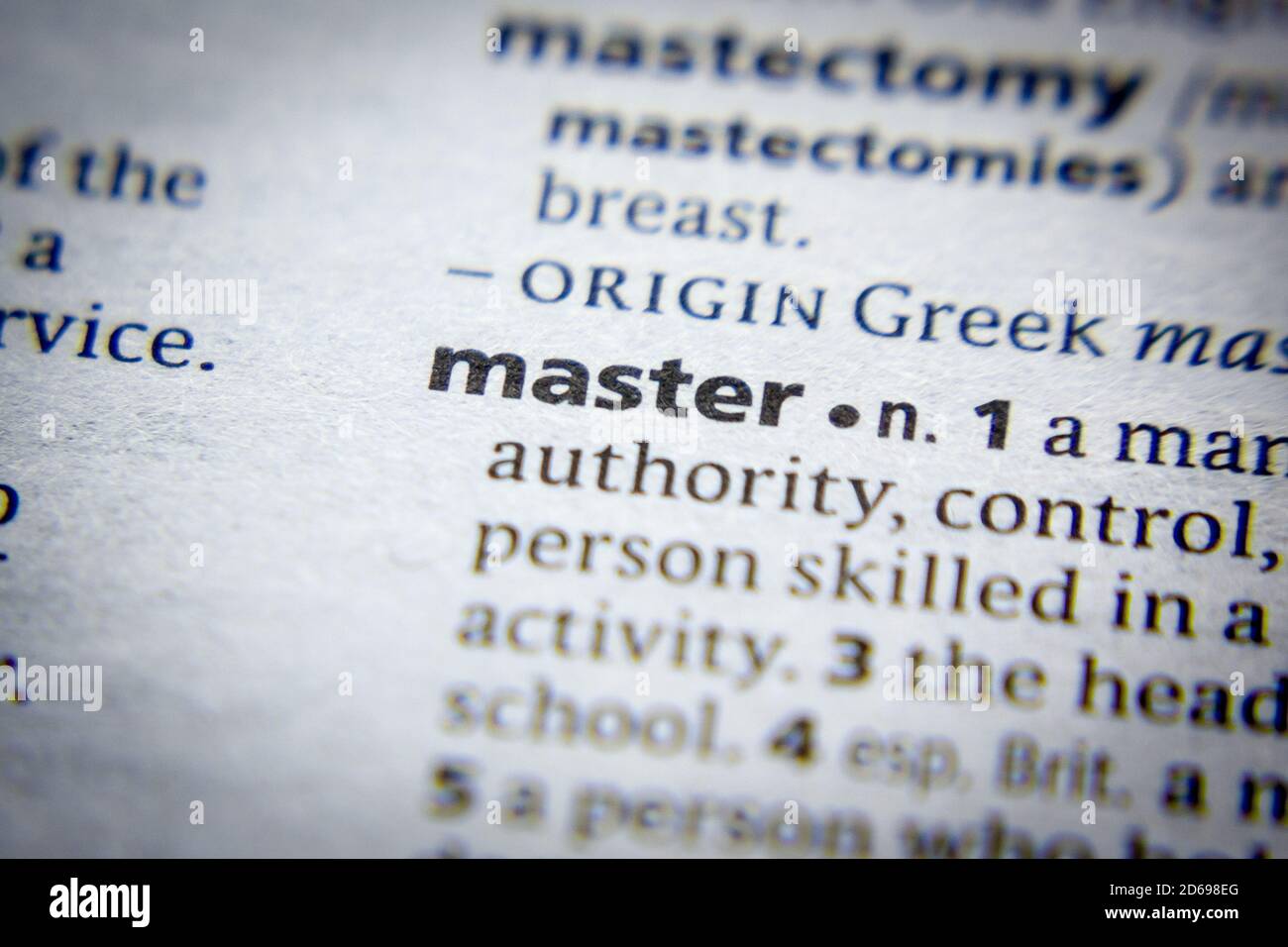 Word or phrase Master in a dictionary Stock Photo - Alamy