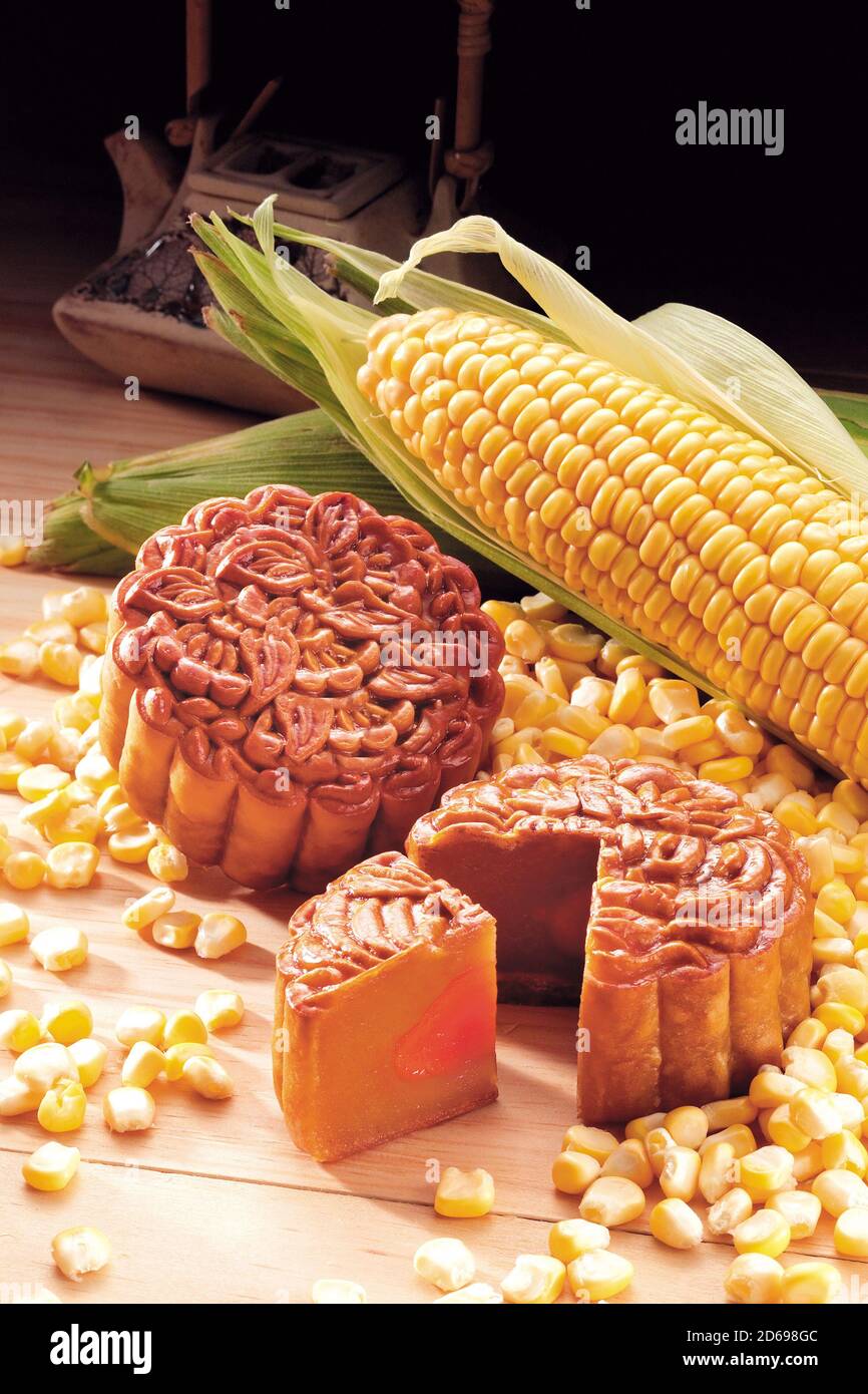 Corn paste single yolk mooncake for Chinese Mid Autumn Festival ...