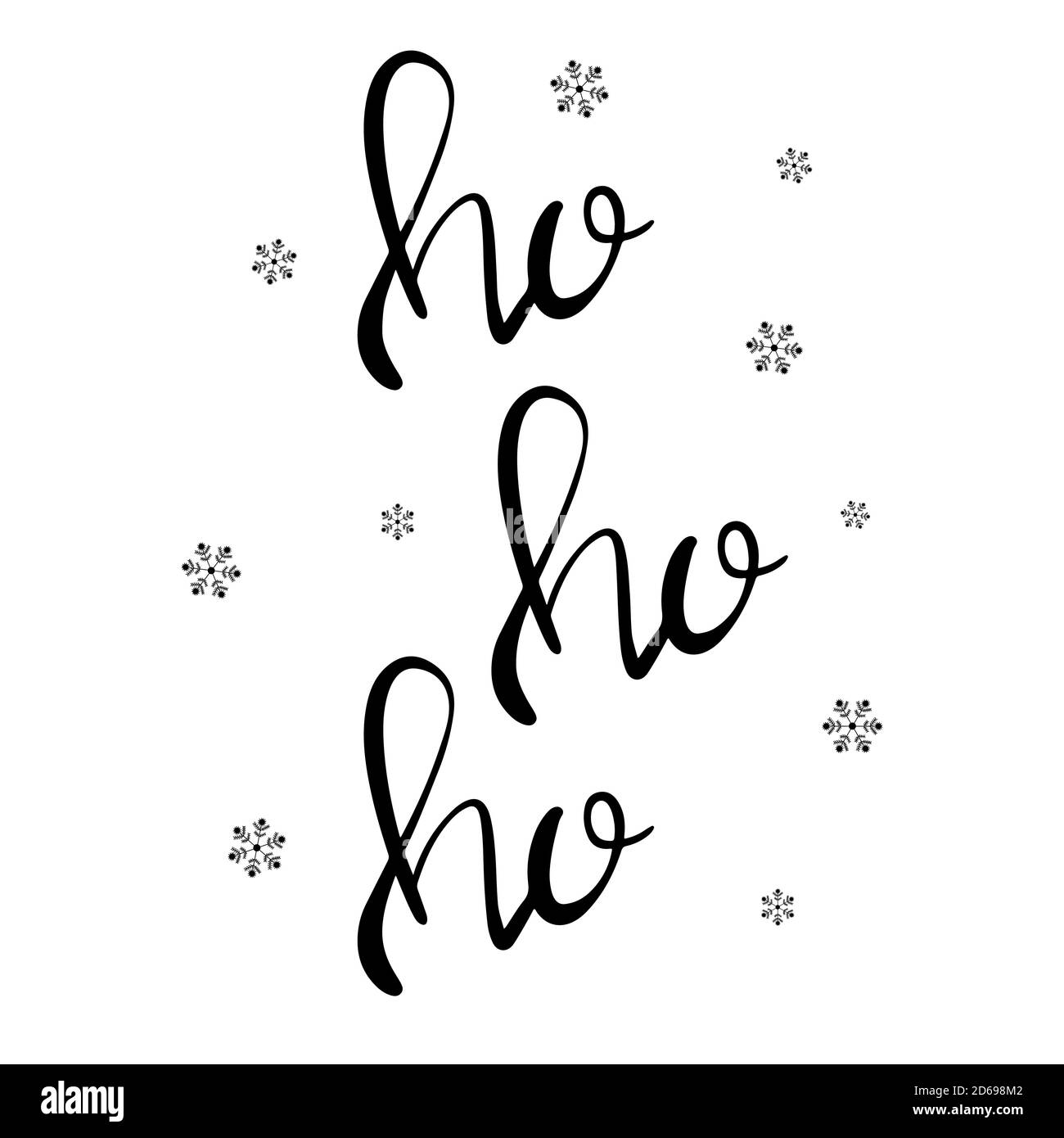 Ho Ho Ho modern brush bounce calligraphy ink in black isolated on white ...