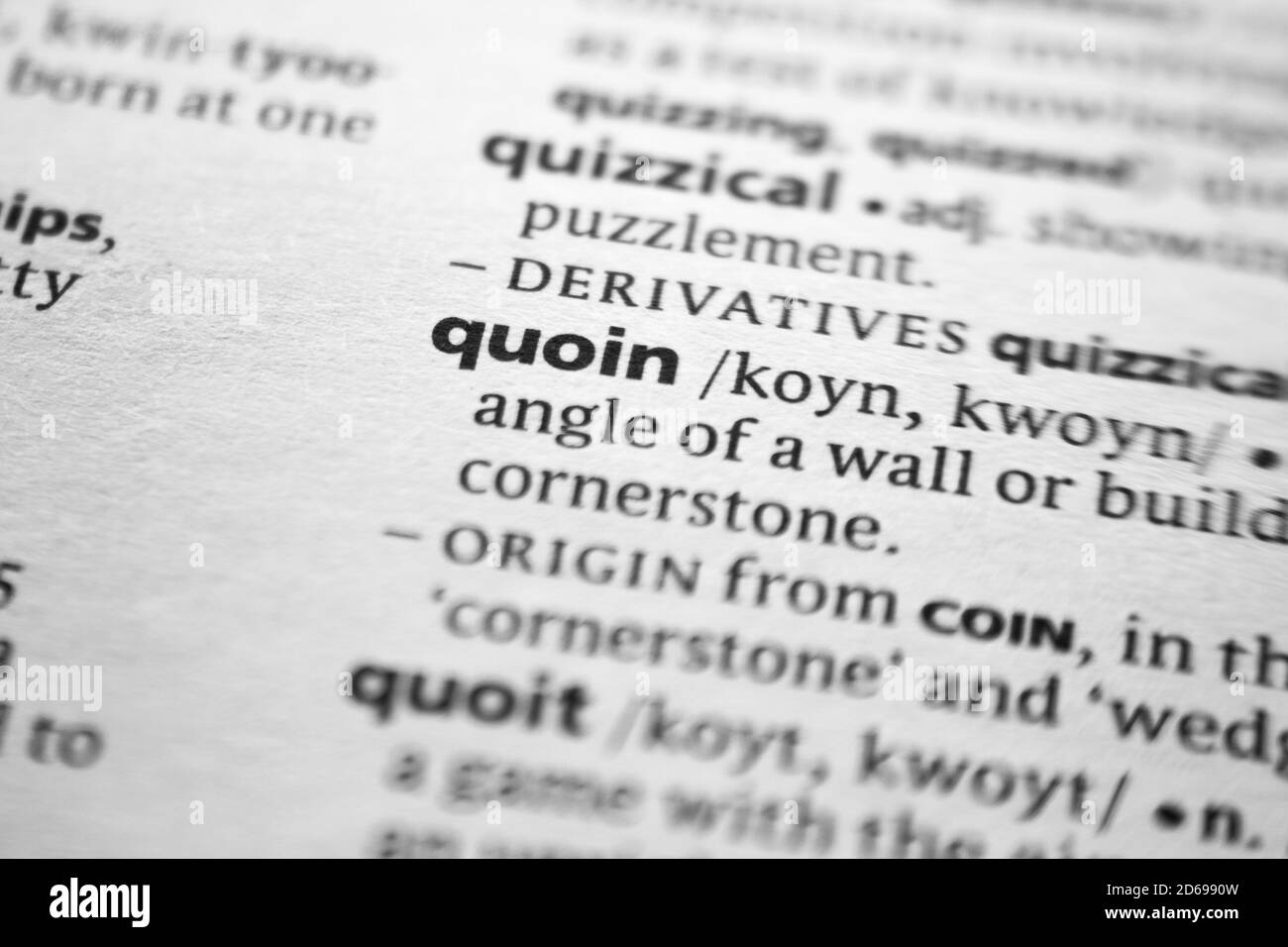Word or phrase Quoin in a dictionary Stock Photo - Alamy