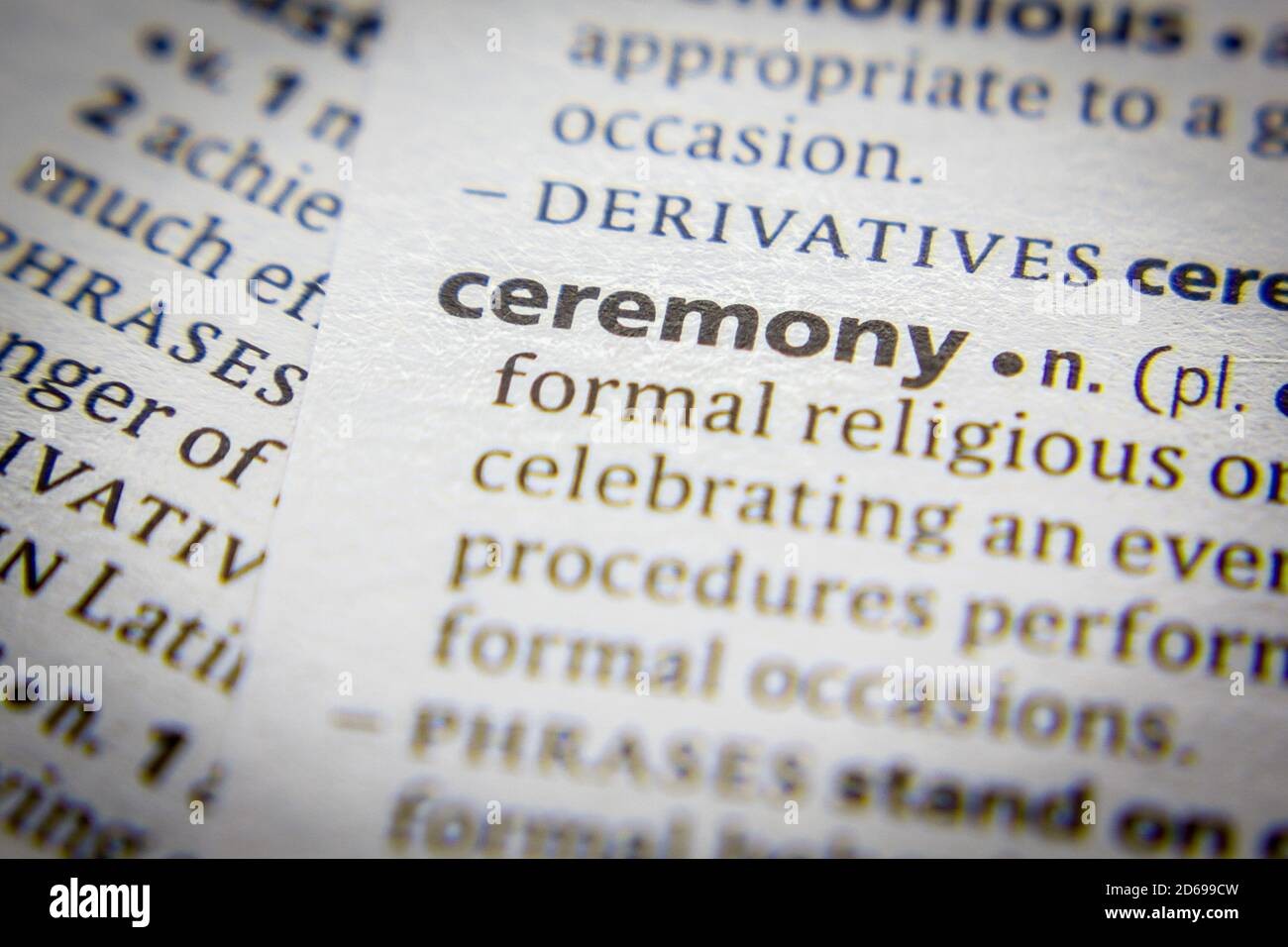 Word or phrase Ceremony in a dictionary Stock Photo - Alamy