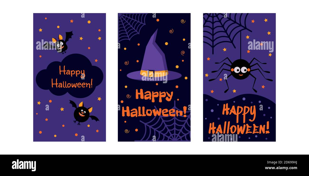 Happy Halloween cute greeting card collection Stock Vector Image & Art ...