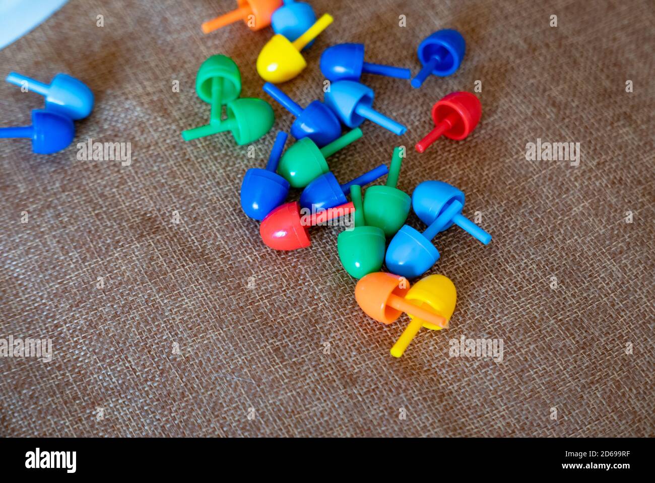 colorful mosaic pins for puzzle game on the table Stock Photo - Alamy