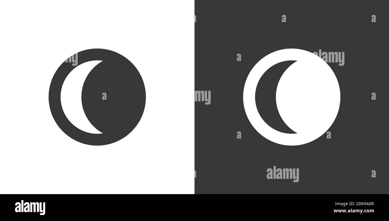 Moon phase. Waning crescent. Isolated icon on black and white ...