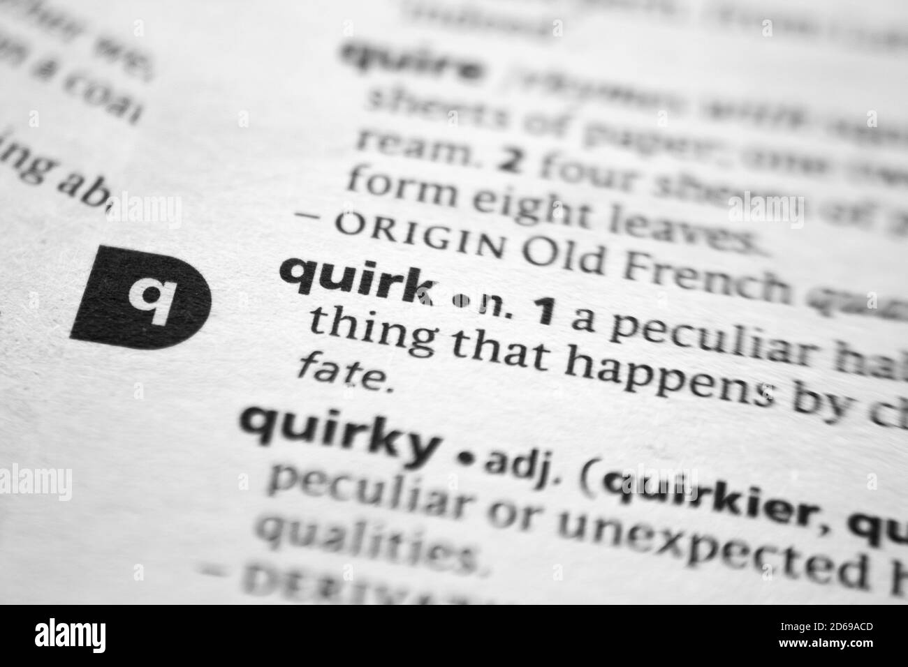 Word or phrase Quirk in a dictionary Stock Photo - Alamy