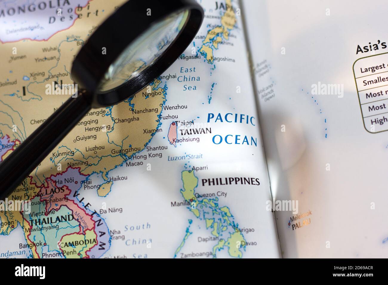Taiwan on the map of the world or atlas Stock Photo - Alamy