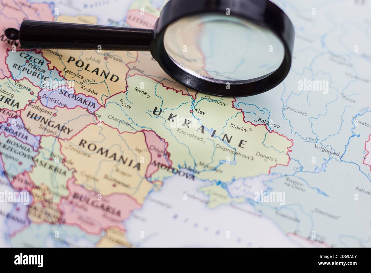Ukraine on the map of the world or atlas Stock Photo - Alamy