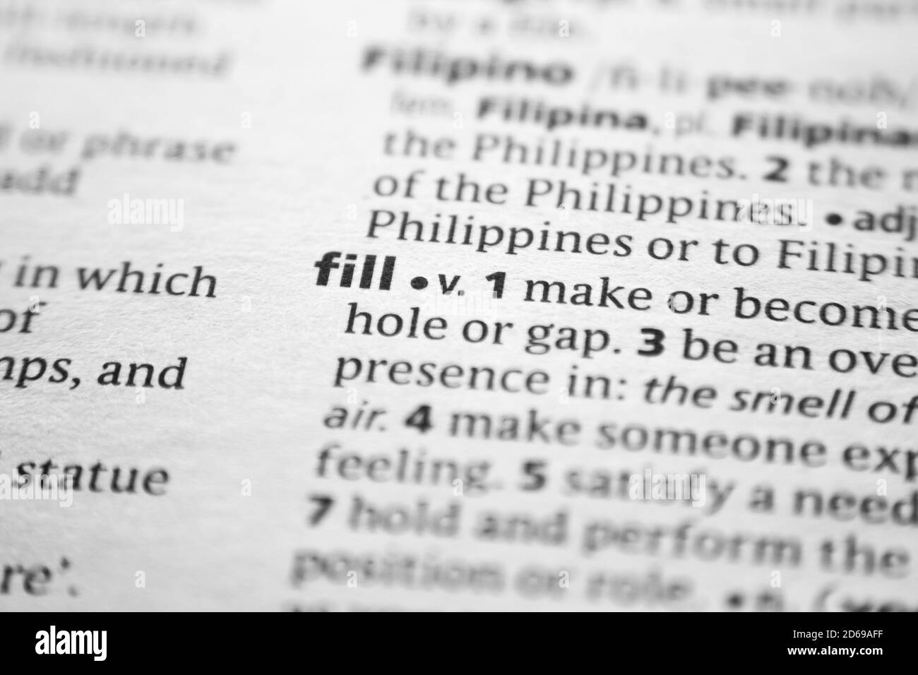 Fill word Black and White Stock Photos & Images - Alamy