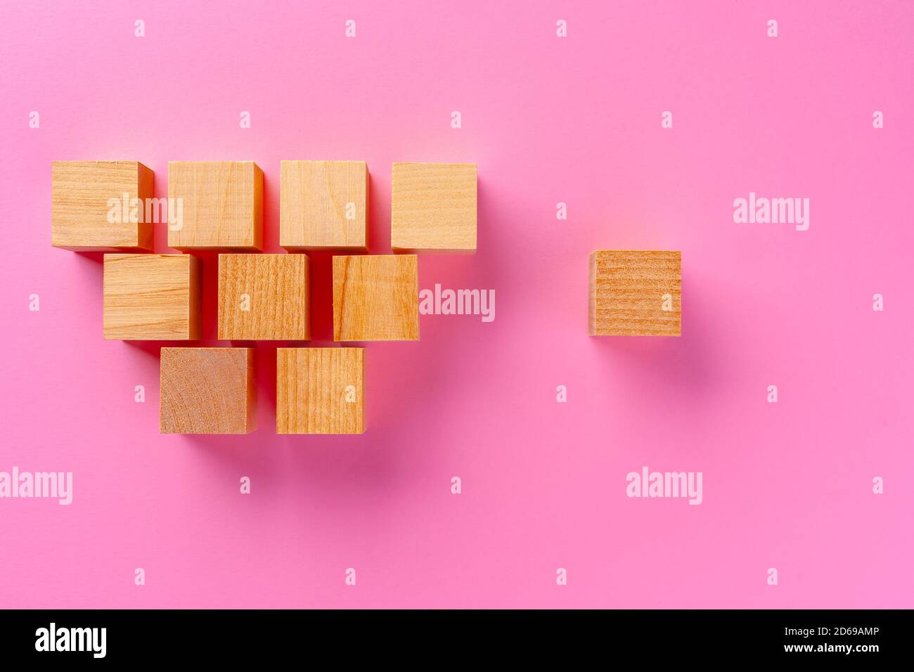 Top view of toy wooden blocks on pink Stock Photo - Alamy