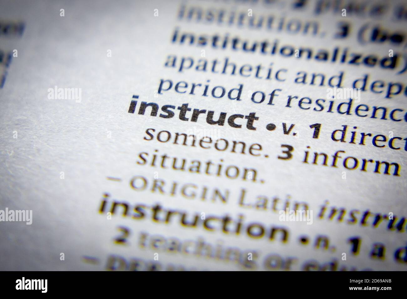 Word or phrase Instruct in a dictionary Stock Photo - Alamy