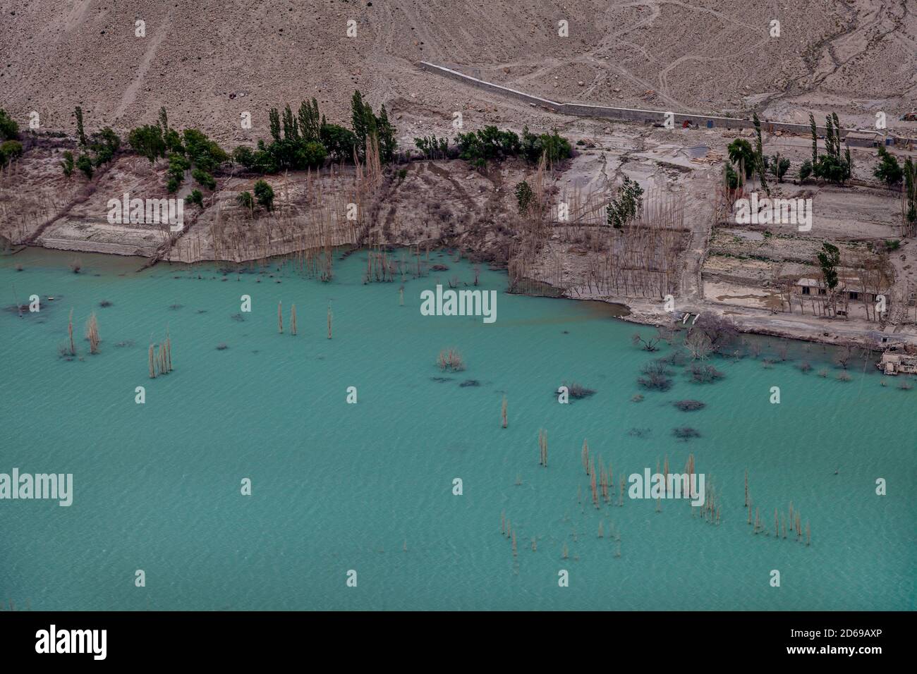 aerial view of atabad lake , hunza , gilgit Baltistan , northern areas ...