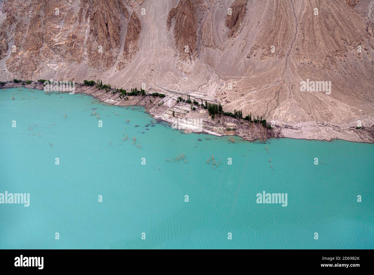 aerial view of atabad lake , hunza , gilgit Baltistan , northern areas ...