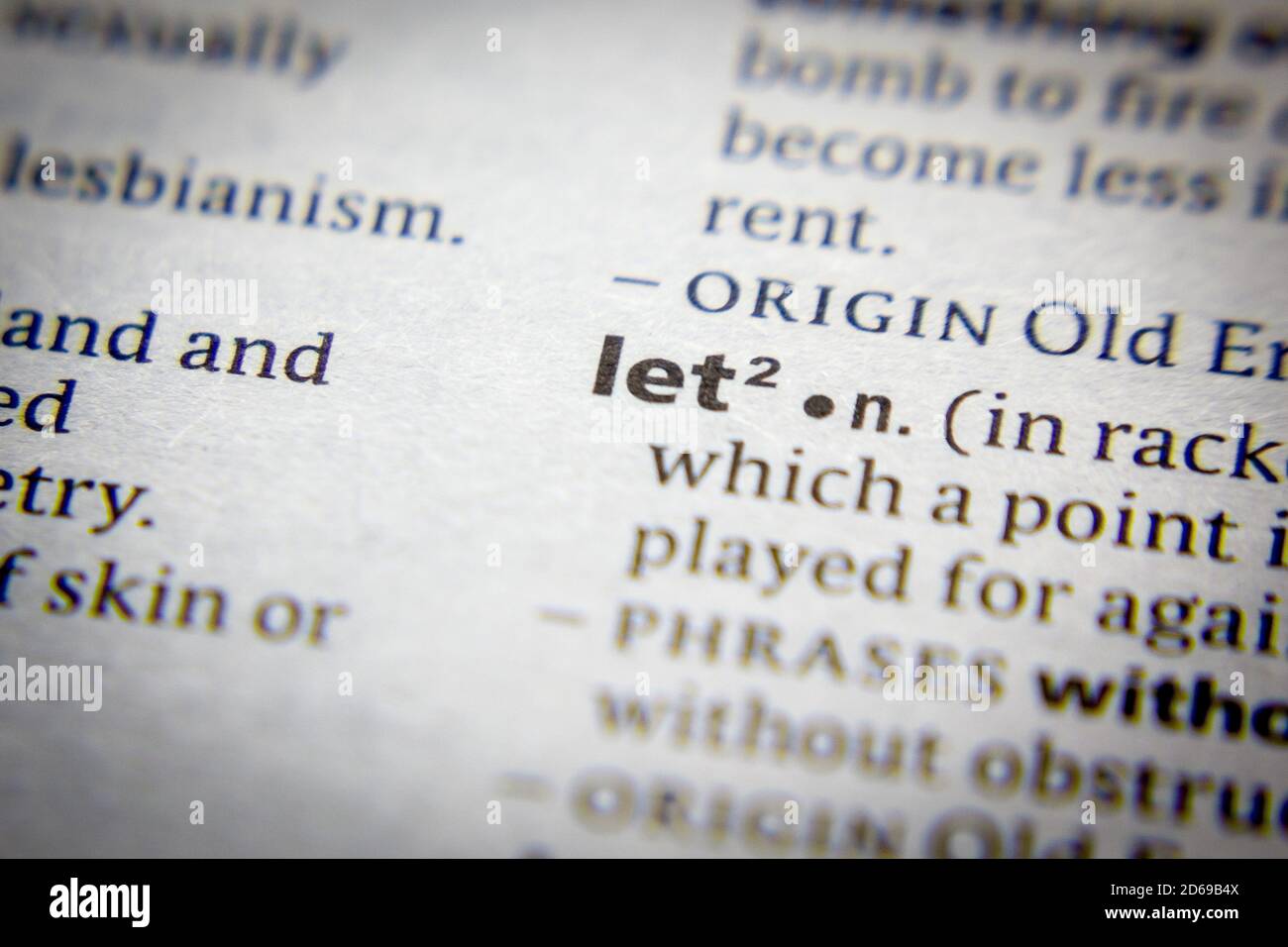 Word or phrase Let in a dictionary Stock Photo - Alamy