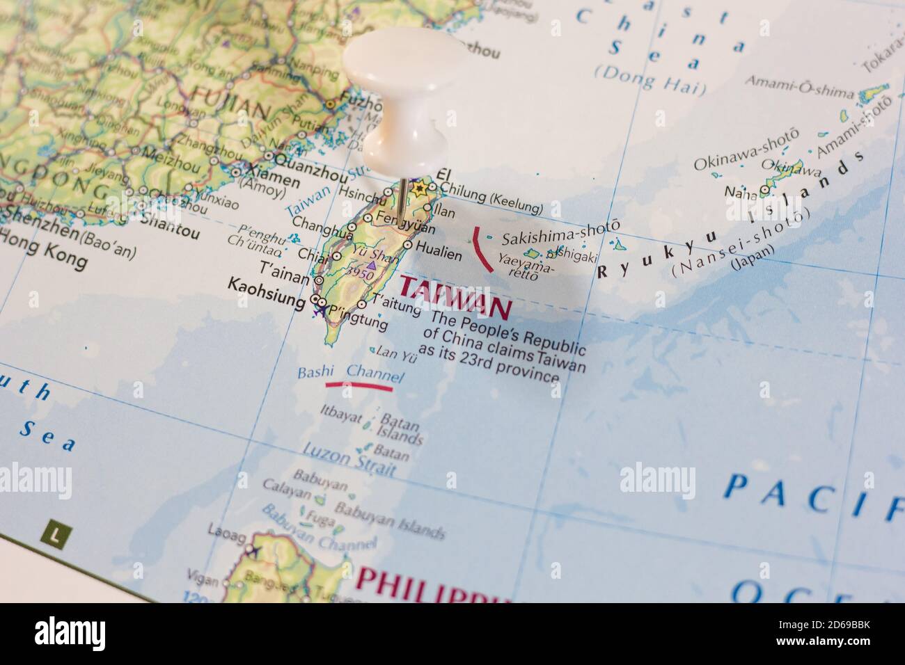 Taiwan on the map of the world or atlas Stock Photo - Alamy