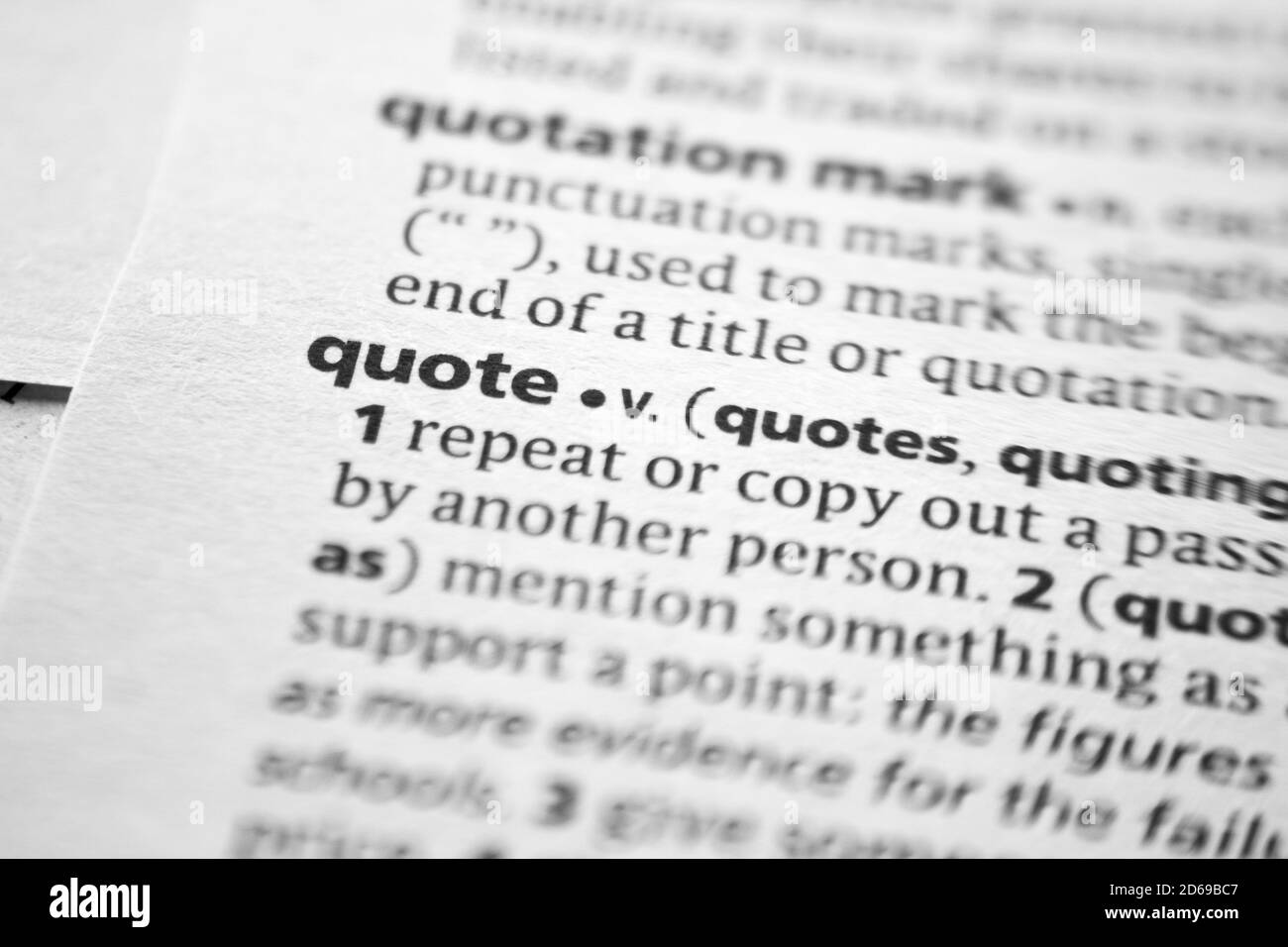 Word or phrase Quote in a dictionary Stock Photo - Alamy
