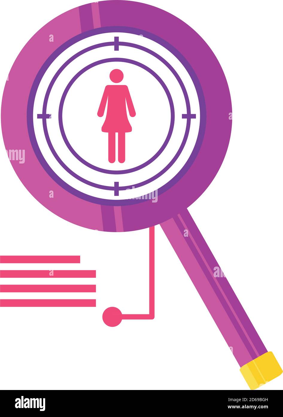 data analysis female avatar magnifier detailed vector illustration ...