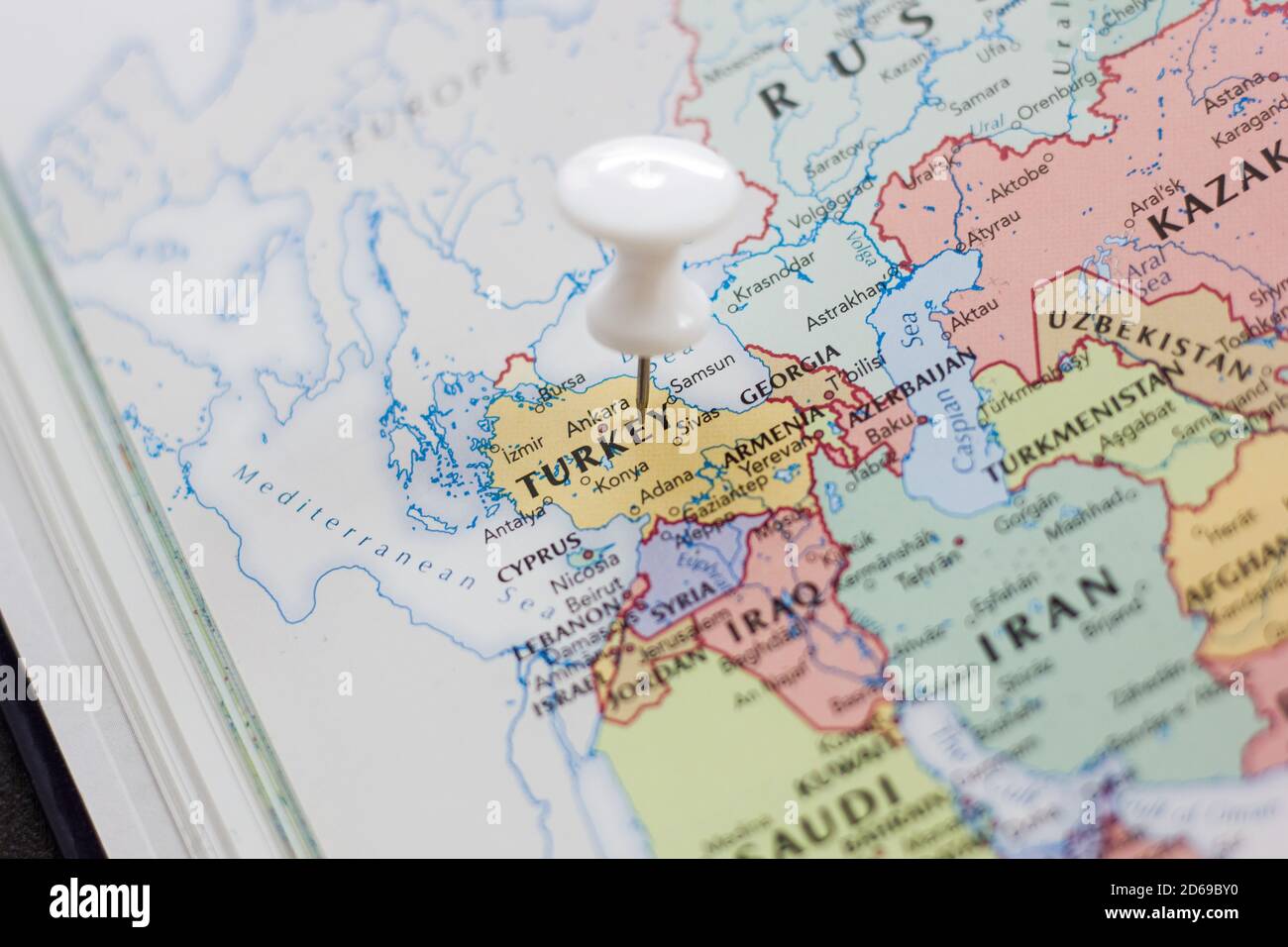 Turkey on the map of the world or atlas Stock Photo - Alamy