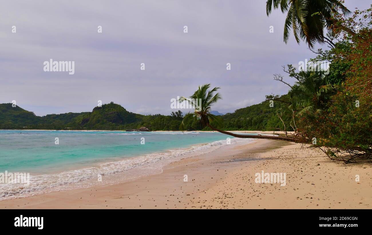 Beautiful tropical beach in Baie Lazare on the west coast of Mahe ...