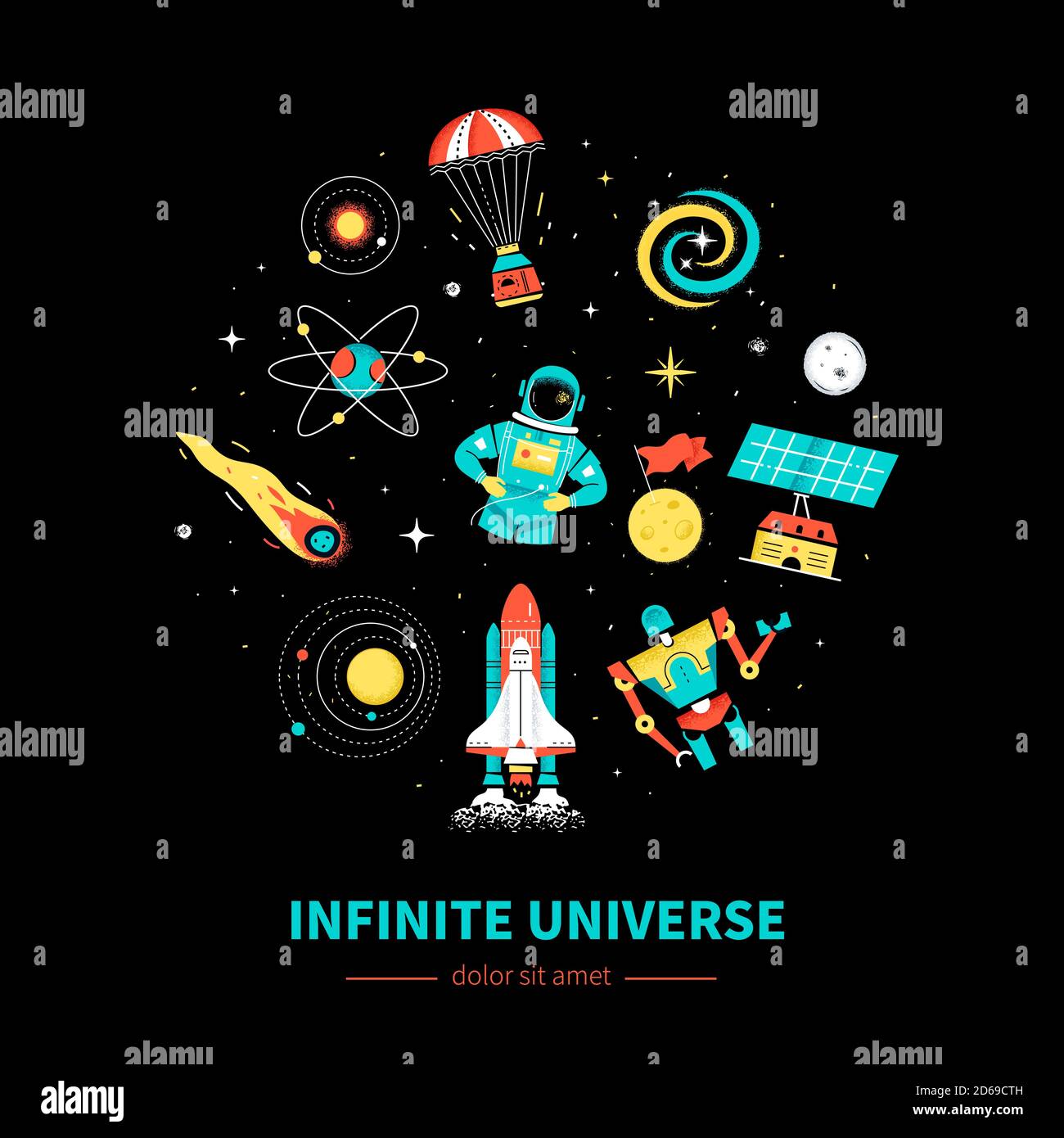 Infinite universe - colorful flat design style web banner Stock Vector ...