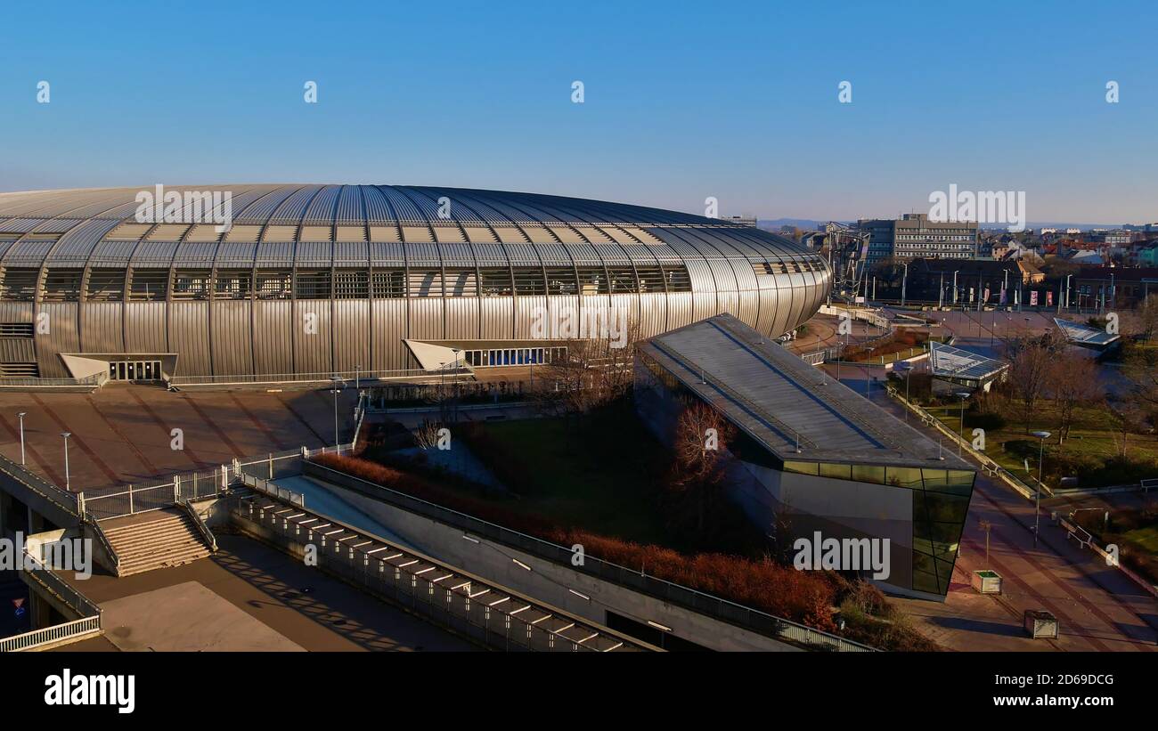 Budapest, Hungary - 12/29/2018: Side view of venue László Papp Budapest ...