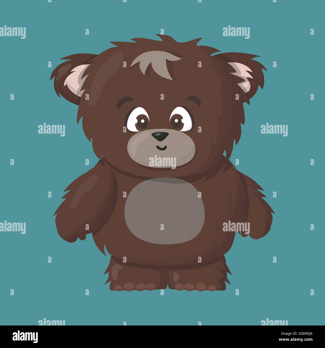 brown grizzly smiling happy bear cartoon vector art illustration ...