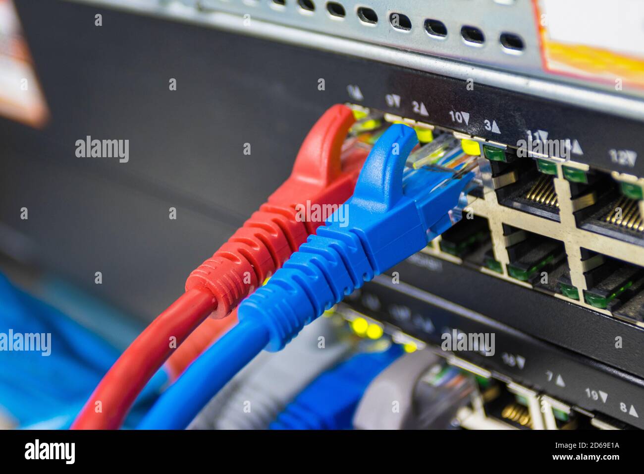 The network cables to connect Lan port, concept Communication ...