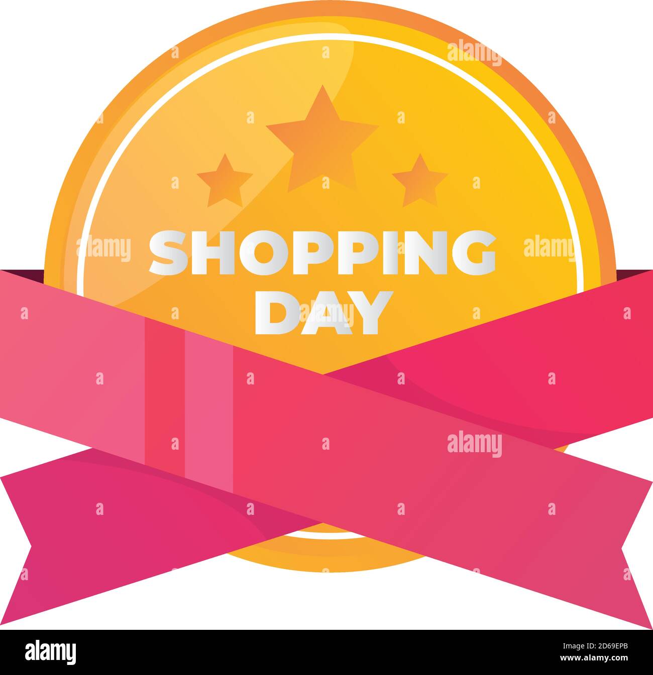shopping day, advertising sale discounts badge ribbon vector ...