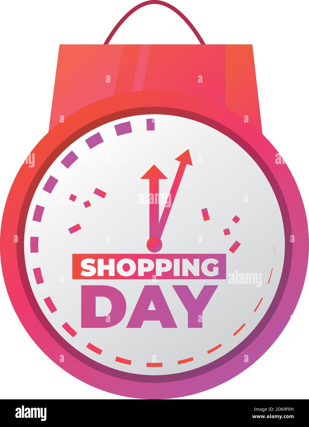 shopping day clock and bag, time special offer vector illustration ...
