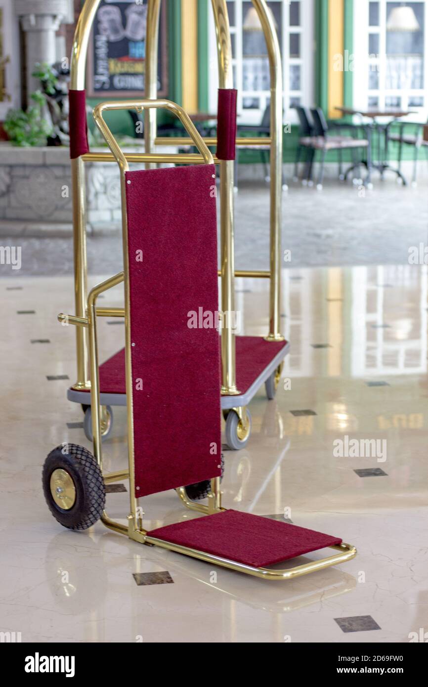 Luggage cart or hotel trolley in a luxury hotel on lobby zone Stock ...