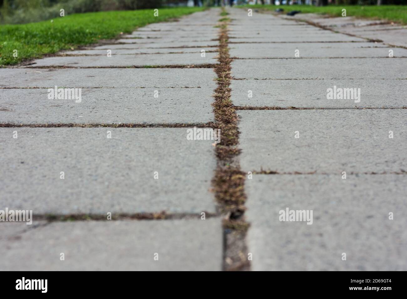 gray concrete slabs - walkway in the park close up background Stock ...