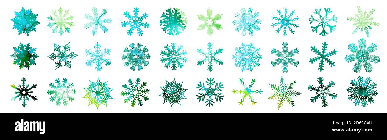 A set of colorful beautiful snowflakes. Vector illustration Stock ...