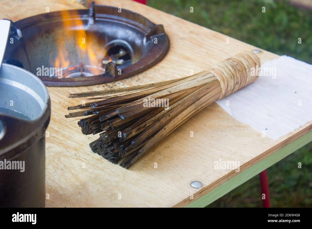 Traditional chinese food - wok cooking on open fire Stock Photo - Alamy