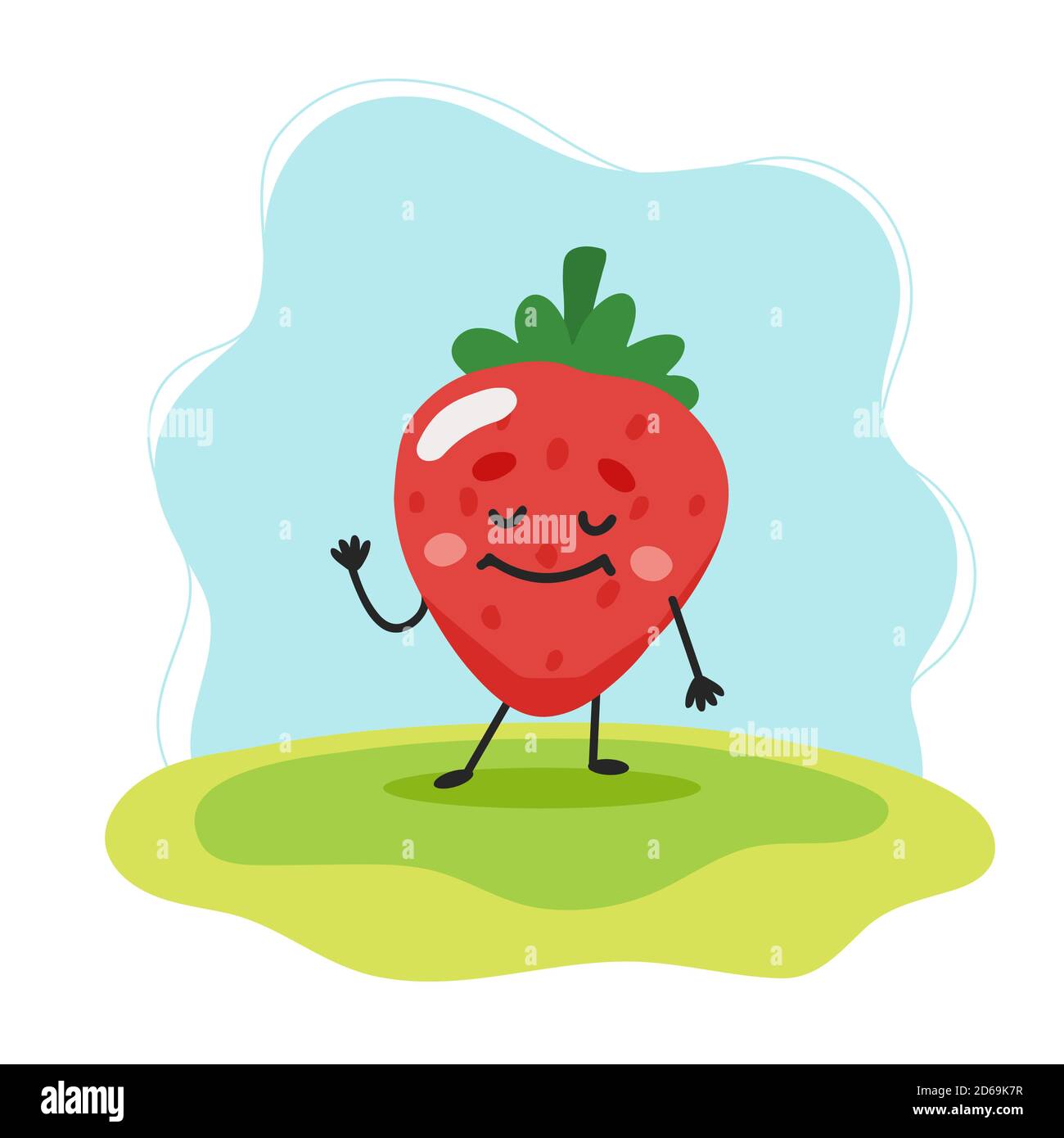 Strawberry cute character, vector illustration for kids in cartoon ...