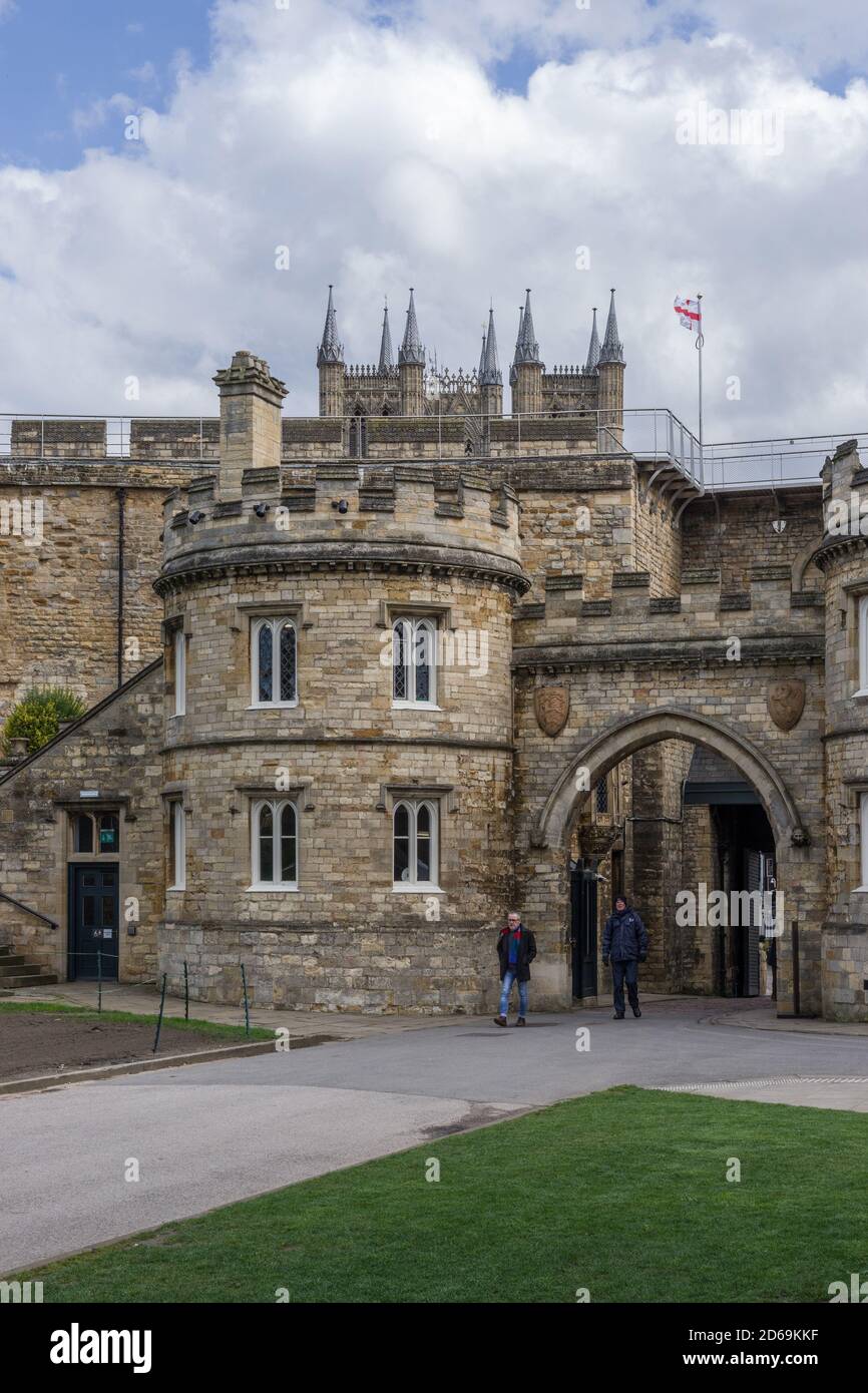 Eastern gate of Lincoln Castle viewed from inside the grounds, Lincoln ...