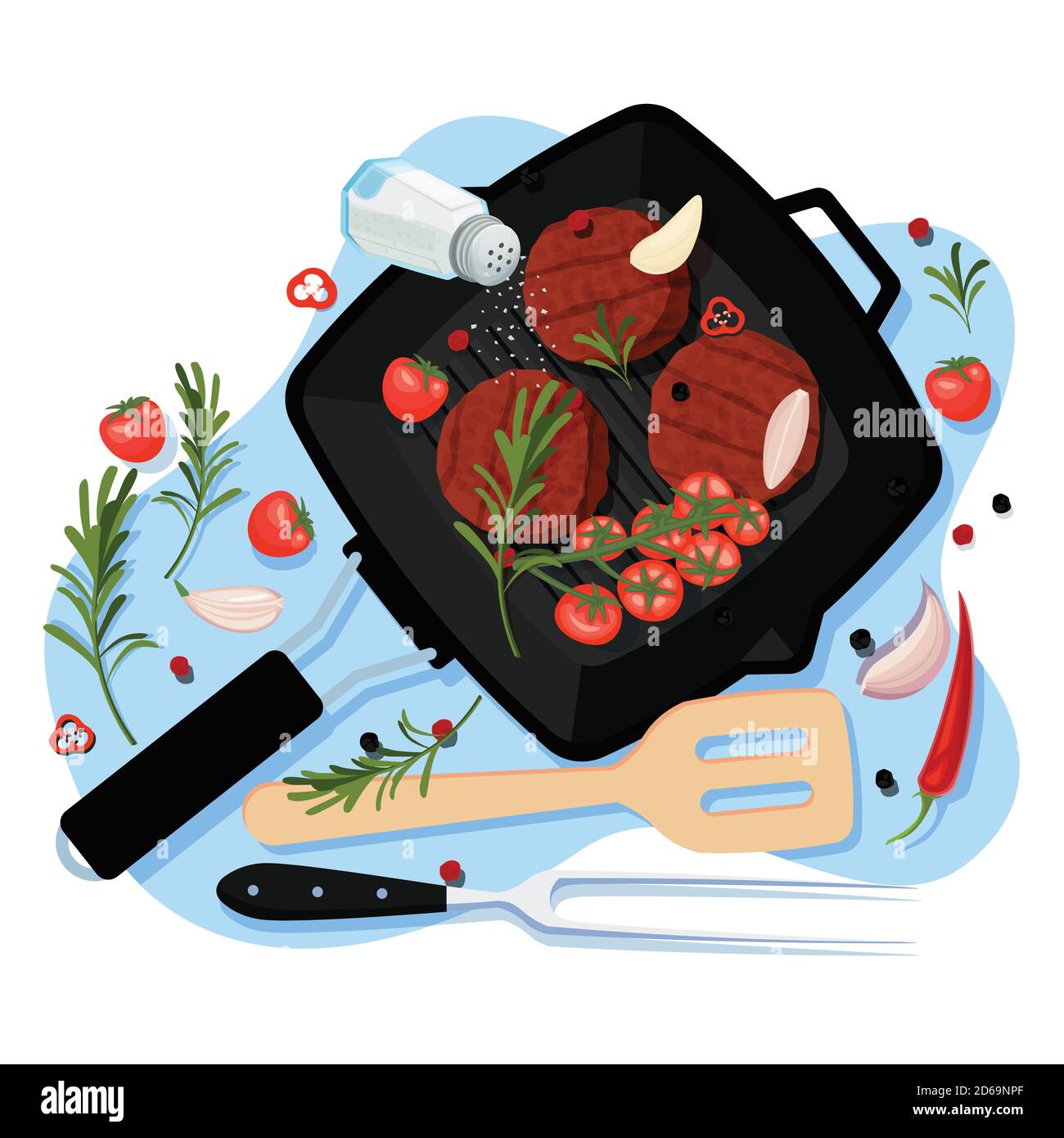 Cooked fried meat spices Stock Vector Images - Alamy