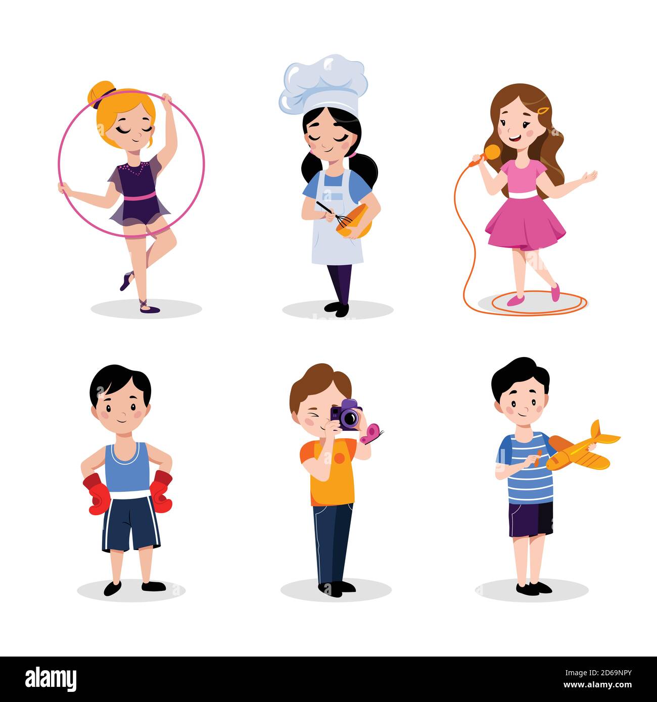 Children's hobby and education, vector flat cartoon illustration ...
