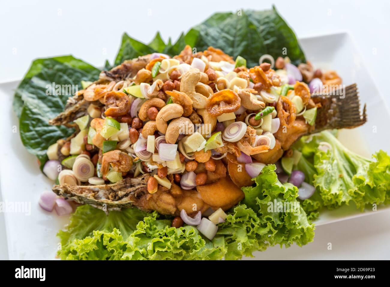 Deep fried cod fish salad hi-res stock photography and images - Alamy
