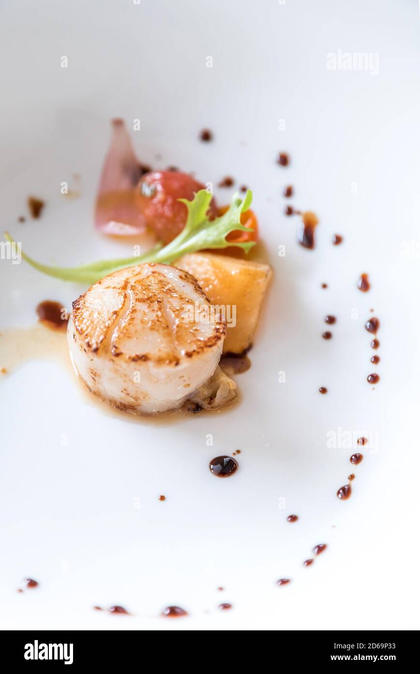 Grilled fried scallop, gourmet japanese cuisine Stock Photo - Alamy
