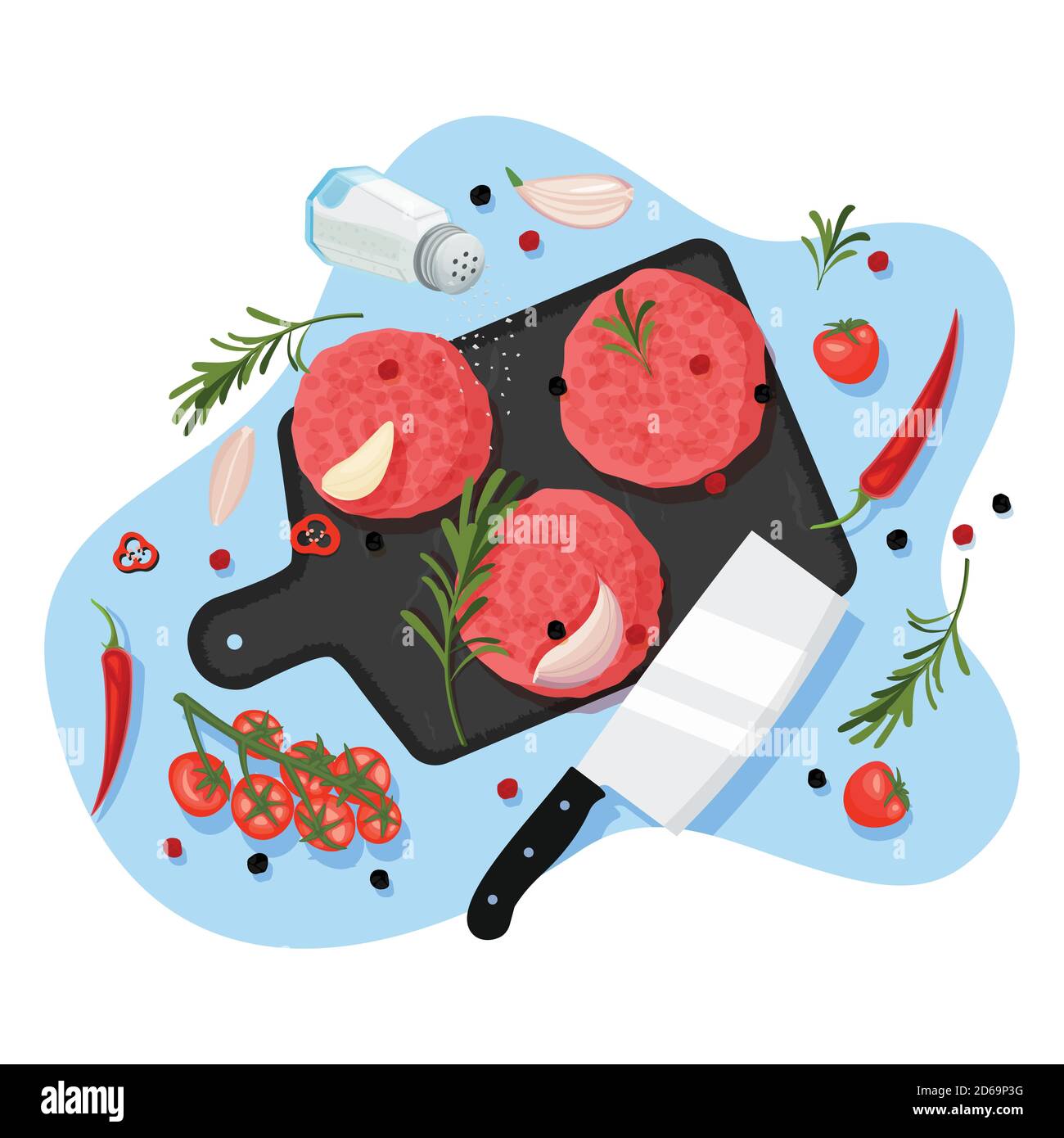 Raw pork meat cutlets Stock Vector Images - Alamy