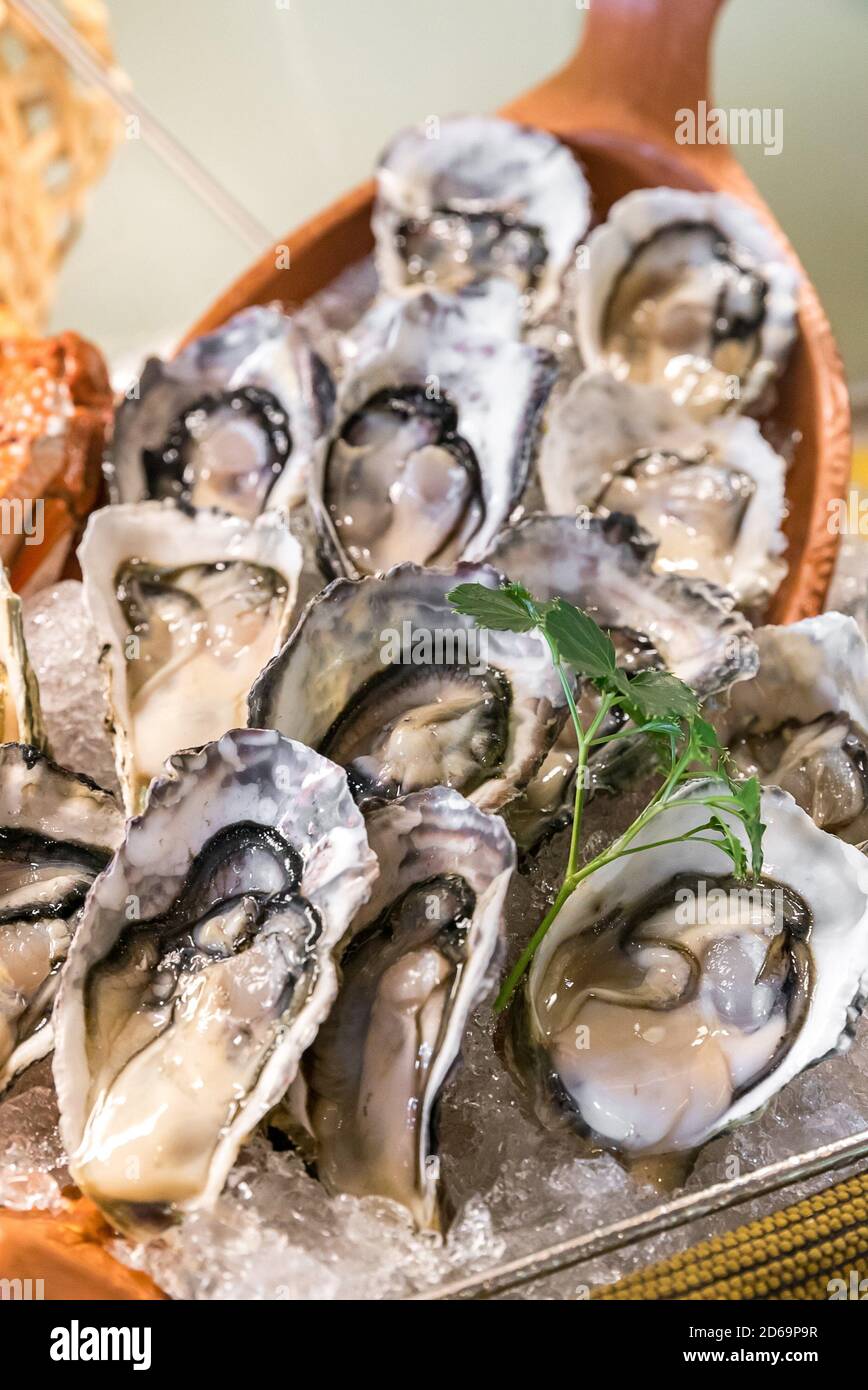 Seafood buffet oyster prawn hi-res stock photography and images - Alamy