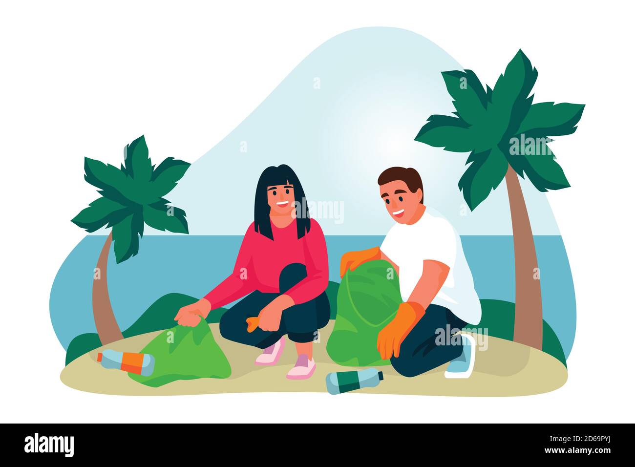 Volunteers beach clean up Stock Vector Images - Alamy