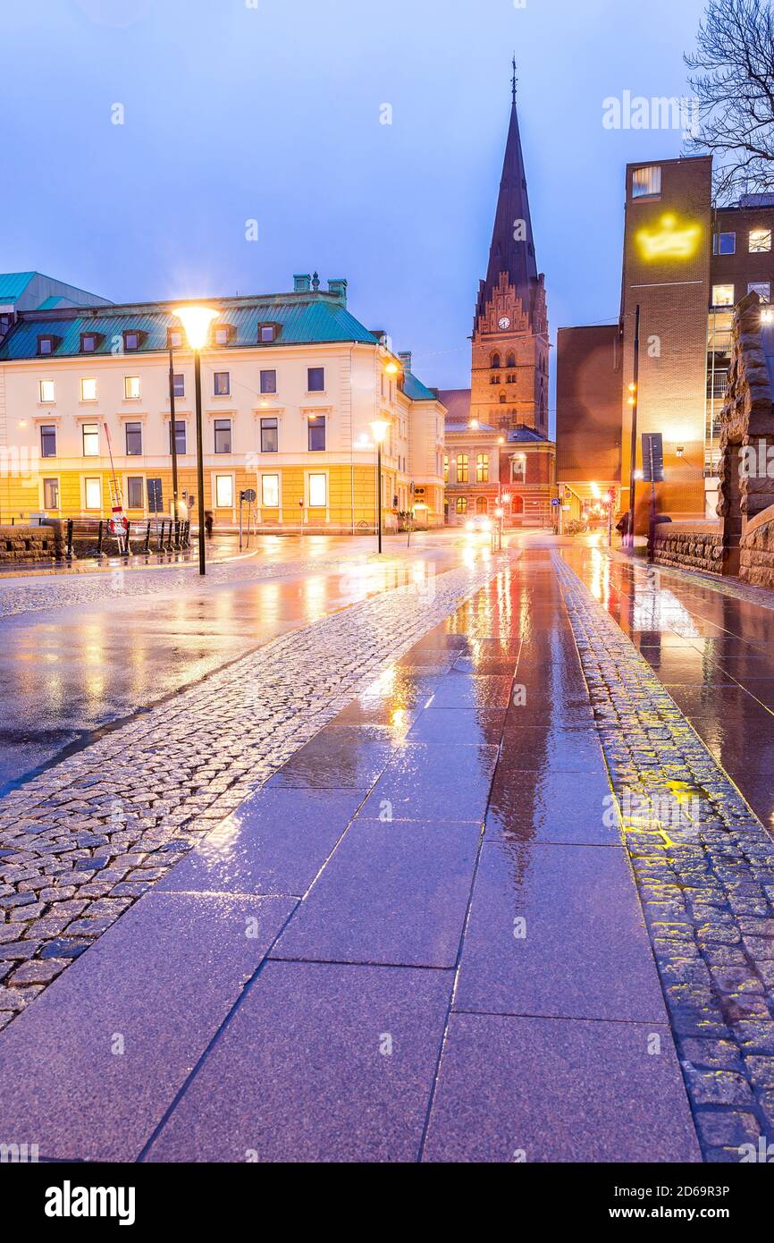 Malmo Cityscape downtown at night twilight in Sweden Stock Photo - Alamy