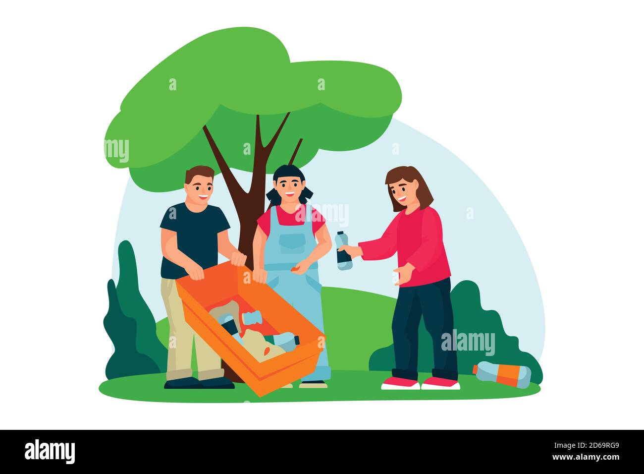 Children care about environment, ecology and clean up plastic waste in ...