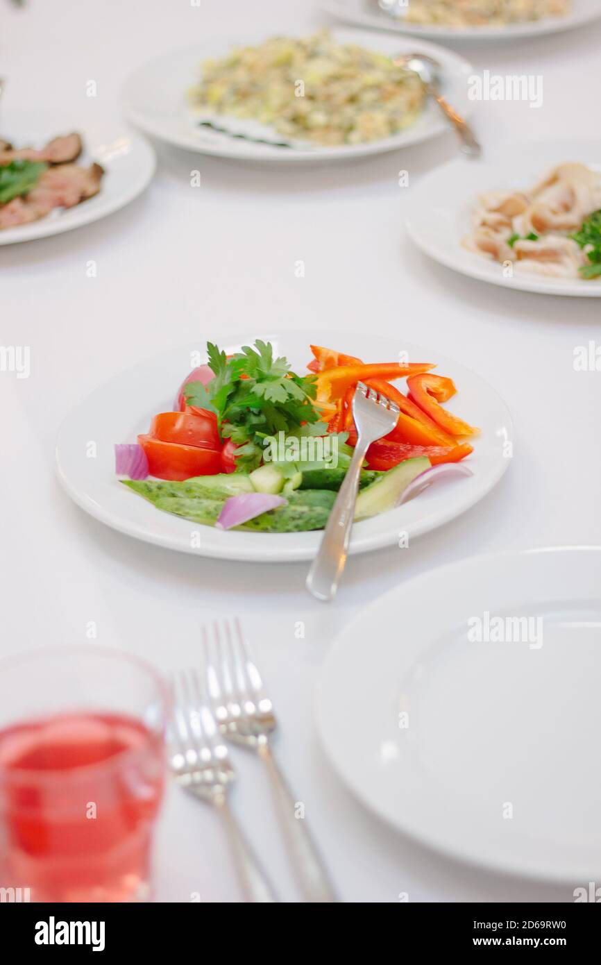 Catering food at table at catering buffet Stock Photo - Alamy