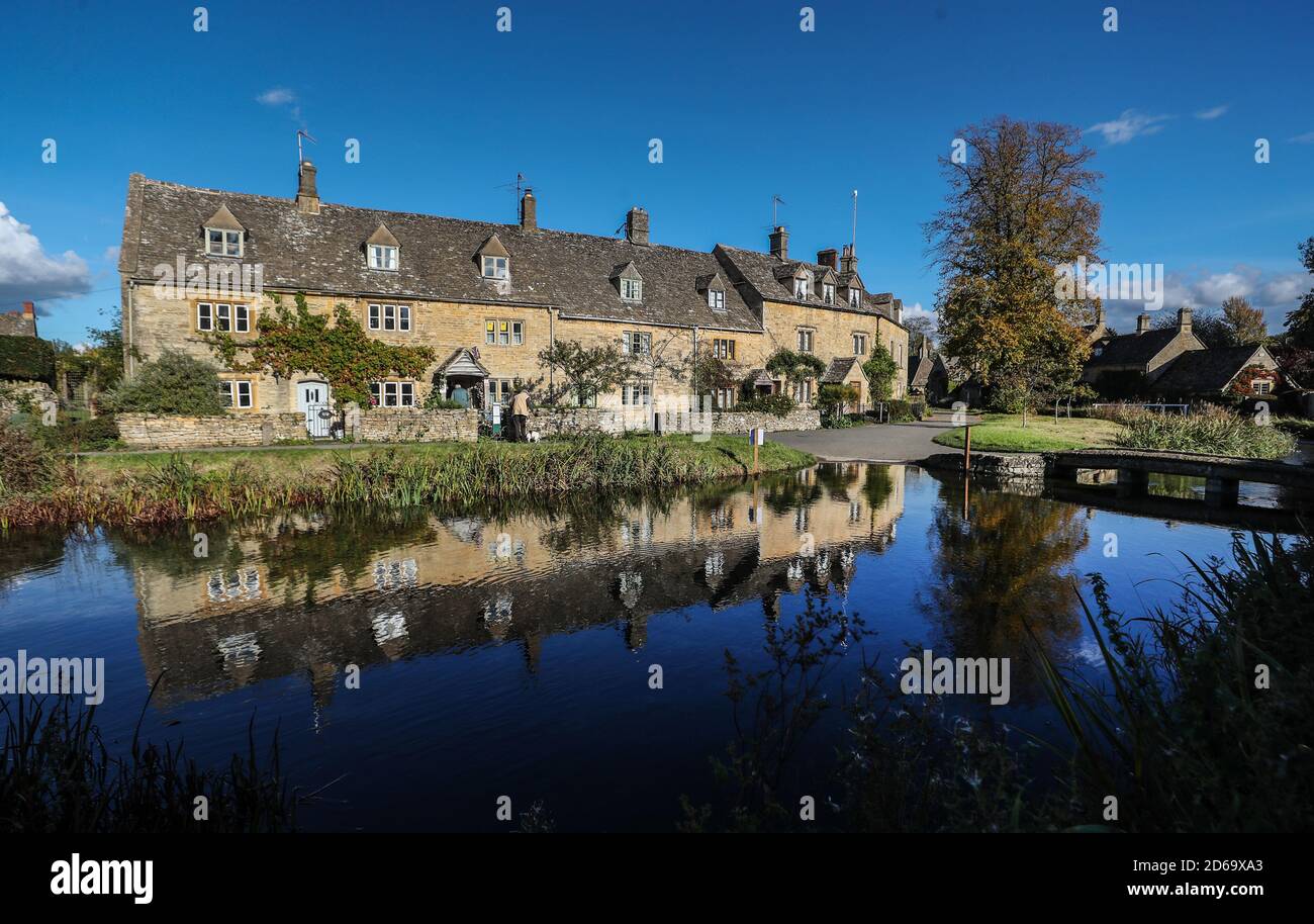A view of Lower Slaughter in the Cotswolds Stock Photo - Alamy